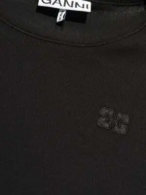 GANNI Soft Cotton Rib T-shirt - Black