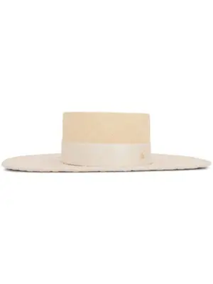 MAISON MICHEL Wide-brim Canotier Hat - Neutrals