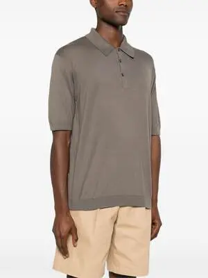John Smedley Isis Knitted Cotton Polo Shirt - Neutrals