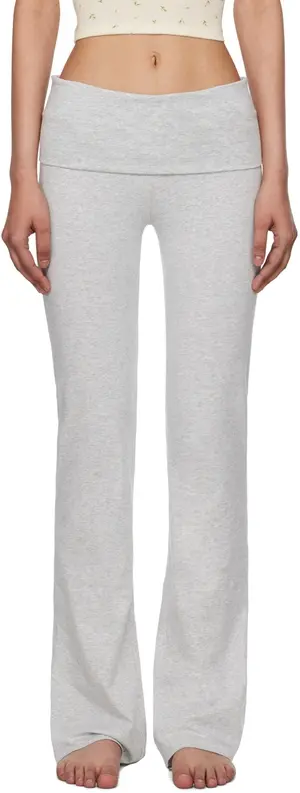 SKIMS SKIMS Gray Cotton Jersey Foldover Lounge Pants - Light Heather Gray