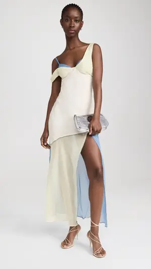 knee length dresses for ladies Sir The Label Thames Spliced Midi Dress (Ecru)