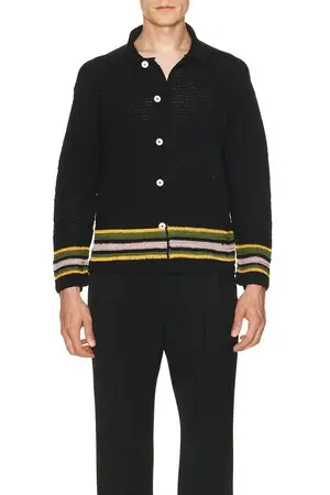 BODE Harbor Stripe Overshirt In Black
