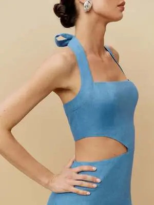 Reformation Valli Linen Mini Dress In Parisian Blue - 60% Off | Editorialist