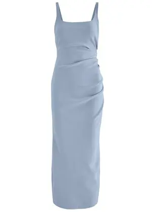 Bec & Bridge Karina Tuck Ruched Midi Dress - Light Blue
