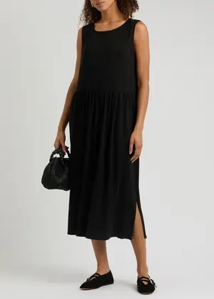Eileen Fisher Stretch-Jersey Midi Dress In Black - 70% Off | Editorialist