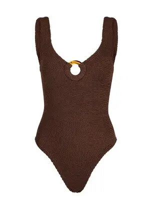 Hunza G Hunza G Celine Cut-Out Seersucker Swimsuit Chocolate