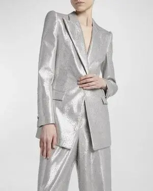 Giorgio Armani Crystal Embellished Blazer - Silver