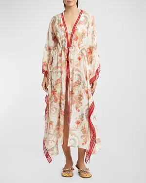Etro Paisley Printed Maxi Coverup - Print On White Base