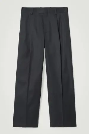 Cos Pleated Cotton Wide-leg Pants - Blue