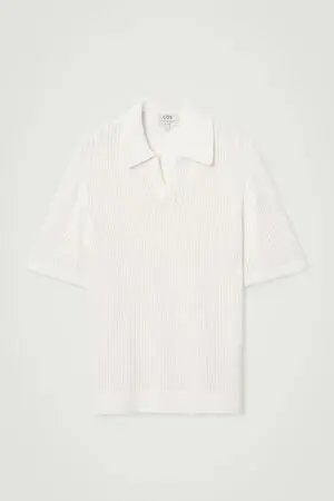Cos Open-knit Polo Shirt White