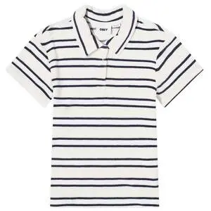 Obey Sol Striped Terry Polo Shirt - Unbleached Multi