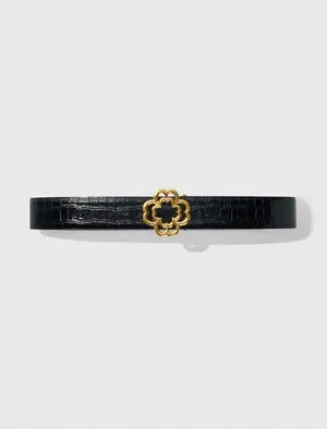 Maje Maje Double M Croc-Effect Belt Black