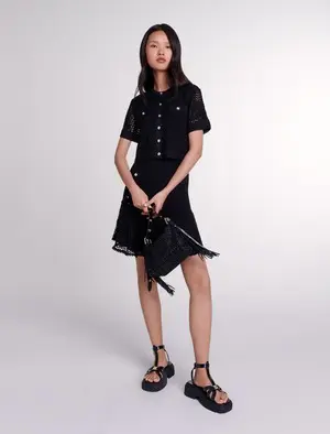 maje 2 in 1 crochet dress Crochet dress with removable lining