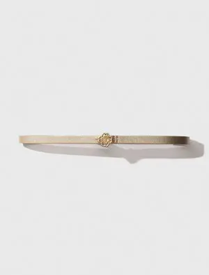 Maje Slim Belt With Clover Buckle - Light Gold