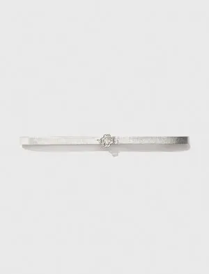 Maje Slim Belt With Clover Buckle - Silver