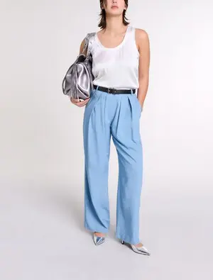 Maje Wide-leg Pleated Trousers