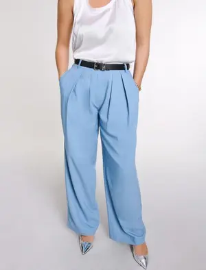 Maje Wide-leg Pleated Trousers