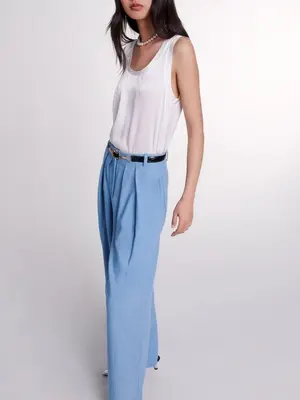 Maje Wide-leg Pleated Trousers