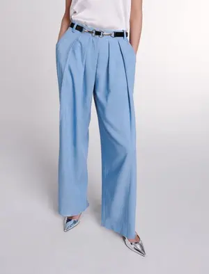 Maje Wide-leg Pleated Trousers