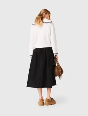 Maje Maxi Skirt With Contrast Waistband - Black
