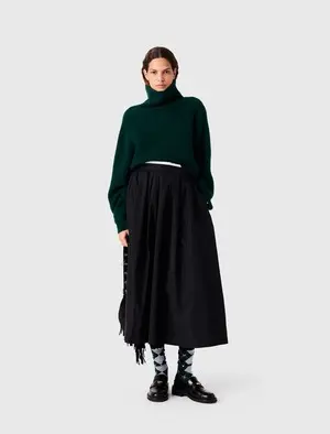 Maje Maxi Skirt With Contrast Waistband - Black
