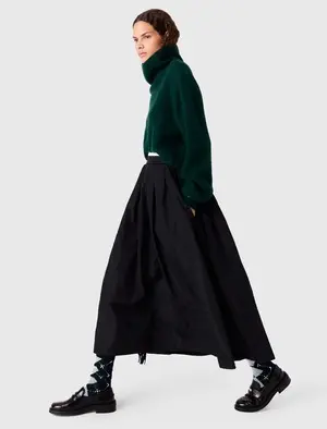Maje Maxi Skirt With Contrast Waistband - Black