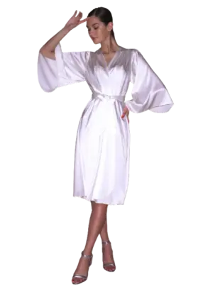 Fleur Du Mal Midi Angel Sleeve Robe - Ivory