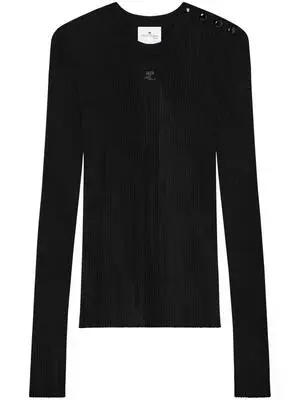 COURREGES Logo-embroidered Ribbed Jumper - Black