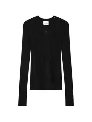COURREGES Courrèges Logo-Embroidered Ribbed Jumper Black
