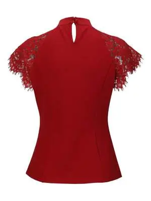 Shanghai Tang Lace-detail Satin Blouse
