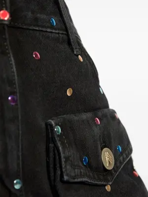 Attico Rhinestone-embellished Denim Mini Skirt - Black