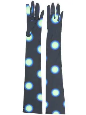 MAISON MARGIELA Geometric-print Opera Gloves - Black