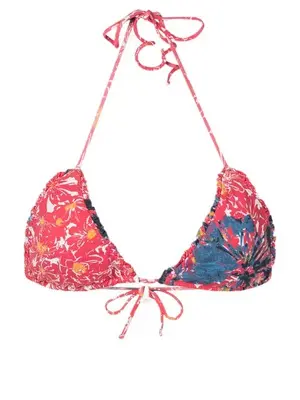 CLUBE BOSSA Lieve Floral-print Bikini Top - Red