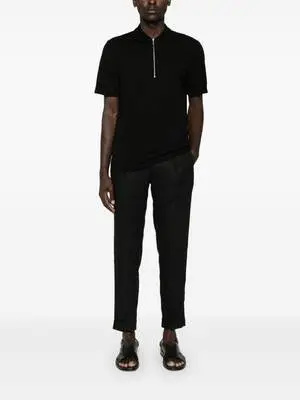 Kiton Pressed-crease Linen Trousers - Black