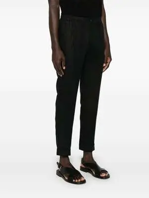 Kiton Pressed-crease Linen Trousers - Black