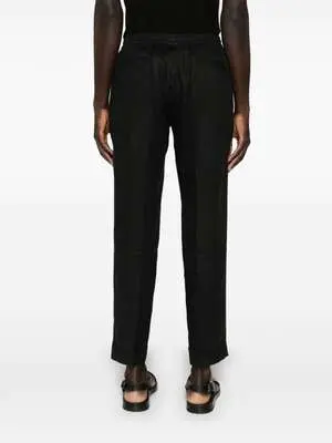 Kiton Pressed-crease Linen Trousers - Black