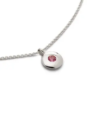 Monica Vinader October Birthstone Pink Tourmaline Necklace - Silver