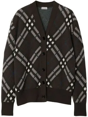 Burberry Check Wool Blend Cardigan