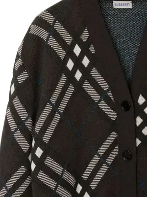 Burberry Check Wool Blend Cardigan