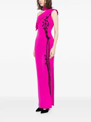 SAIID KOBEISY Bead-embellished One-shoulder Gown