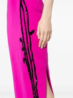 SAIID KOBEISY Bead-embellished One-shoulder Gown