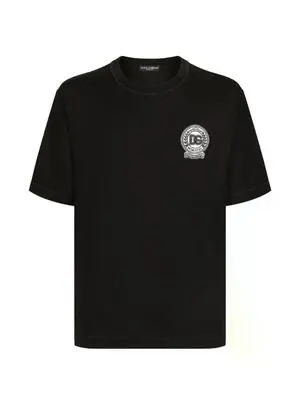 Dolce & Gabbana Dg-embroidered Cotton T-shirt - Black