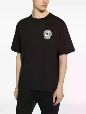 Dolce & Gabbana Dg-embroidered Cotton T-shirt - Black