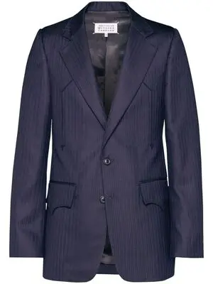 MAISON MARGIELA Tailored Single-breasted Wool Blazer - Blue