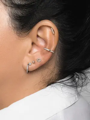 LARK & BERRY 14kt White Gold Modernist Diamond Single Stud Earring - Silver