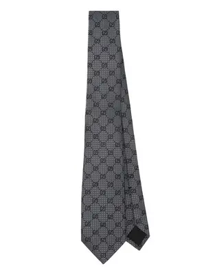 Gucci Gg-pattern Silk Tie - Grey