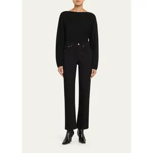 EB DENIM High-rise Straight-leg Jeans - Noir