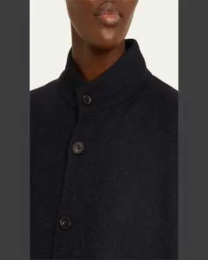 Eskandar Wide Silhouette Stand Collar Jacket