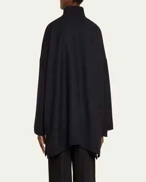 Eskandar Wide Silhouette Stand Collar Jacket