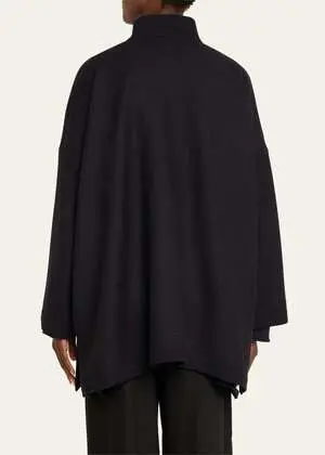 Eskandar Wide Silhouette Stand Collar Jacket